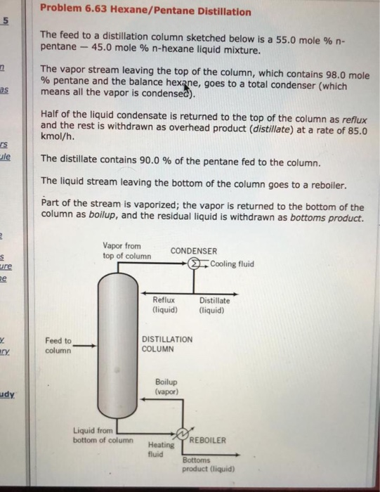Solved Problem 6.63 Hexane/Pentane Distillation 5 as The | Chegg.com