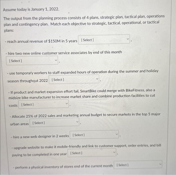 Solved The output from the planning process consists of 4 | Chegg.com