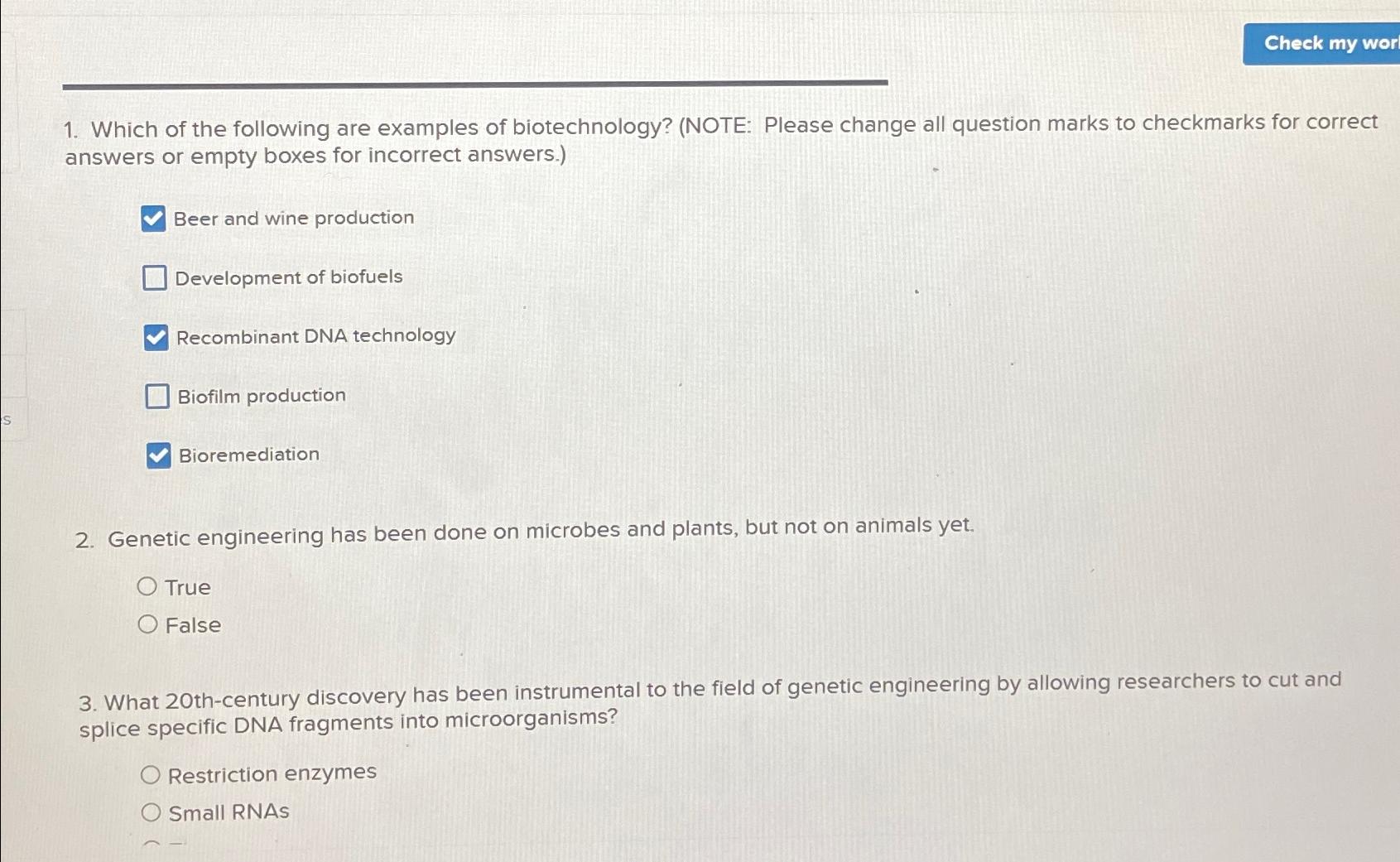 Solved Which of the following are examples of biotechnology? | Chegg.com