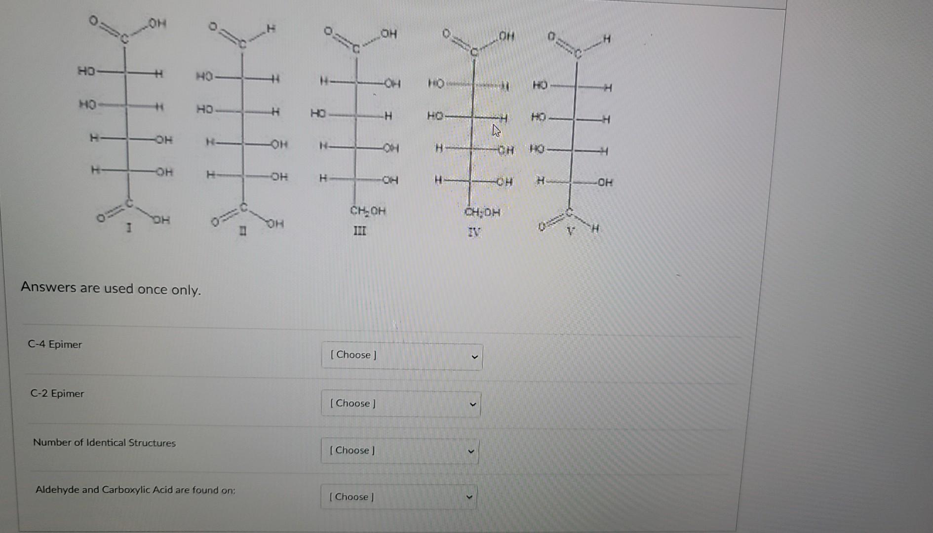 Solved Answers are used once only. C-4 Epimer C-2 Epimer | Chegg.com