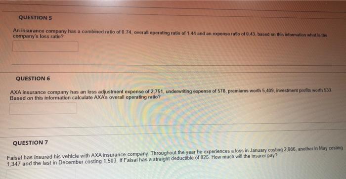 Solved QUESTIONS An insurance company has a combined ratio | Chegg.com