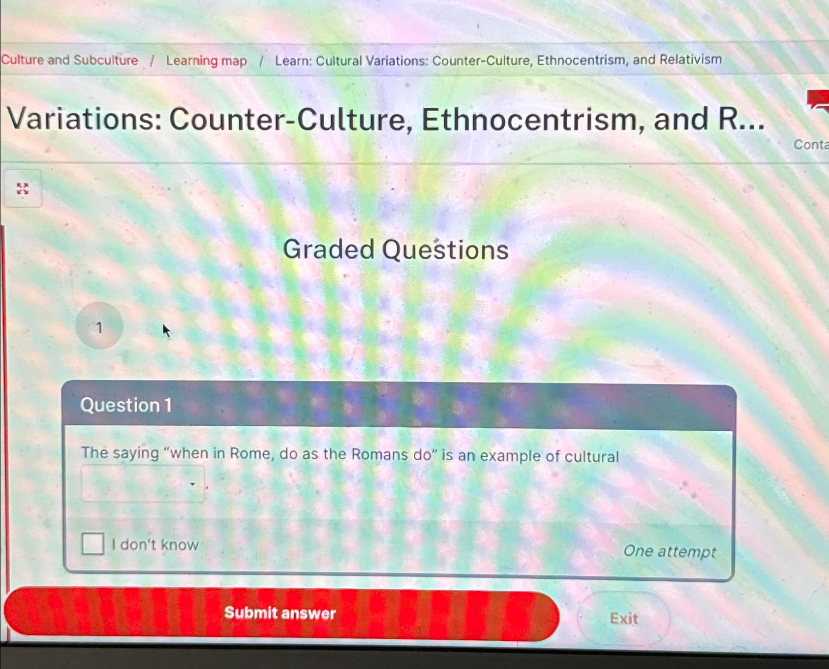 Solved Culture and Subculture / ﻿Learning map / ﻿Learn: | Chegg.com
