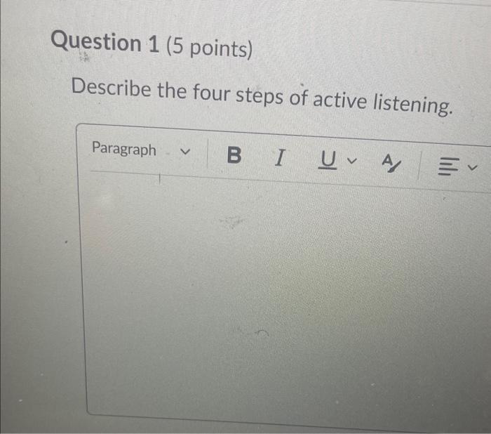 Solved Describe the four steps of active listening. | Chegg.com