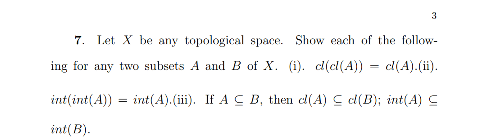 Let x ﻿be any topological space. Show each of the | Chegg.com
