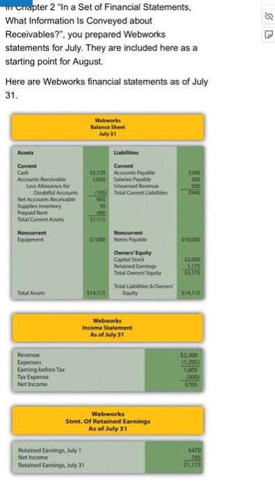 Solved II Grapter 2 "In a Set of Financial Statements, What | Chegg.com