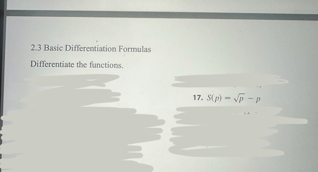 Solved 2.3 ﻿Basic Differentiation FormulasDifferentiate the | Chegg.com