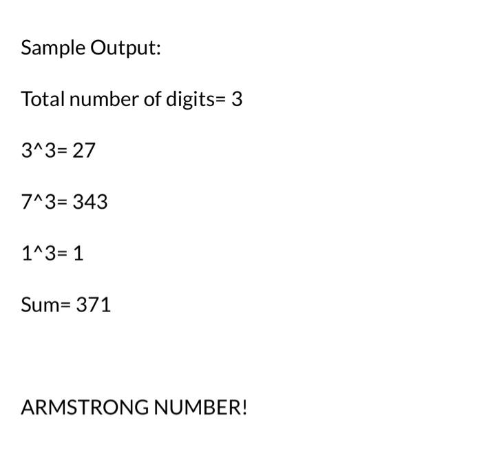 Solved 2. Mr. Armstrong C programming code to check whether | Chegg.com