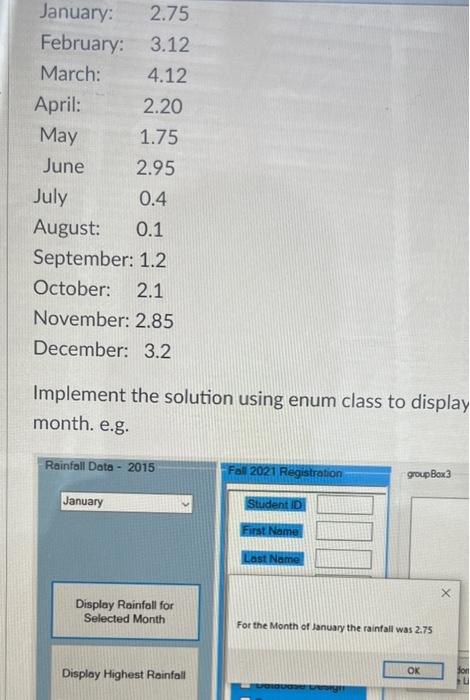 Solved CSI 122 C# program IIHow to display rainfall for | Chegg.com