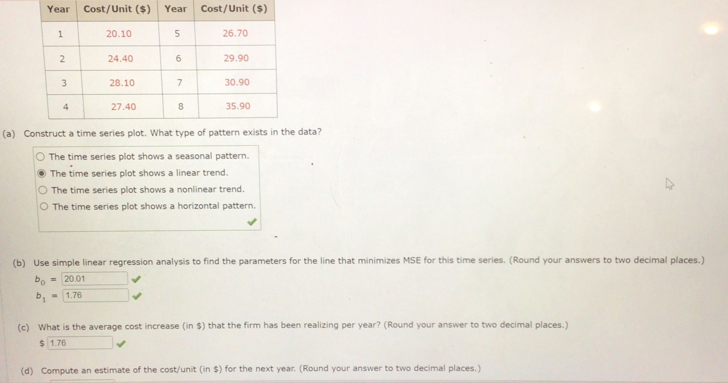 Solved PLEASE SOLVE FOR PART D ONLY Compute an estimate of | Chegg.com