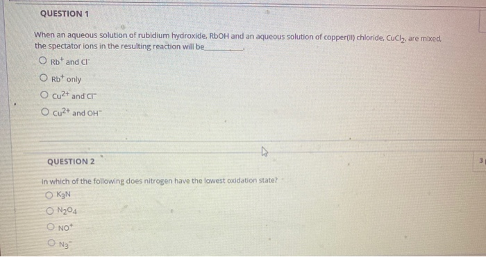 Solved QUESTION 1 When an aqueous solution of rubidium | Chegg.com