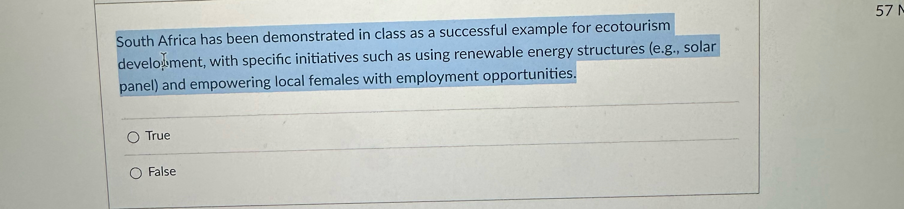 Solved South Africa has been demonstrated in class as a | Chegg.com