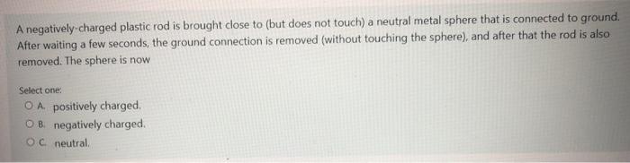 Solved A negatively charged plastic rod is brought close to | Chegg.com