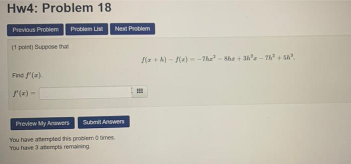 Solved Hw4: Problem 18 Previous Problem Problem List (1 | Chegg.com