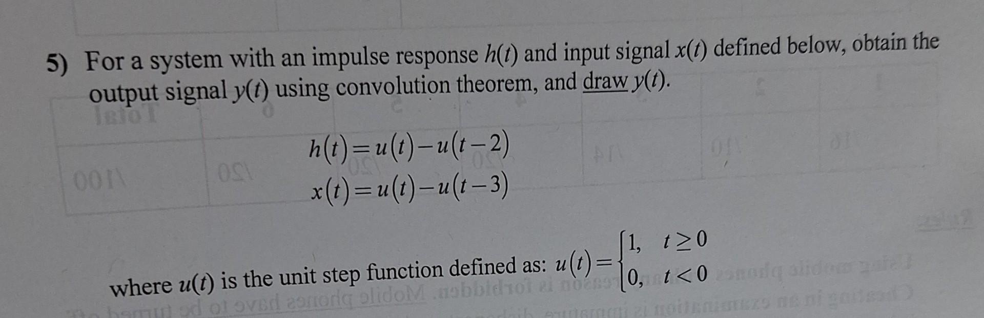 Solved 5) For a system with an impulse response h(t) and | Chegg.com