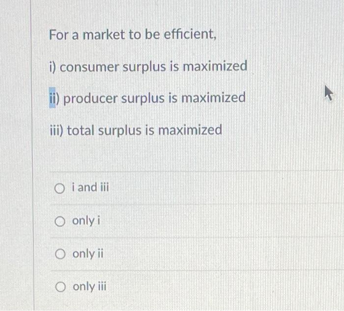 Solved i) consumer surplus is maximized ii) producer surplus | Chegg.com