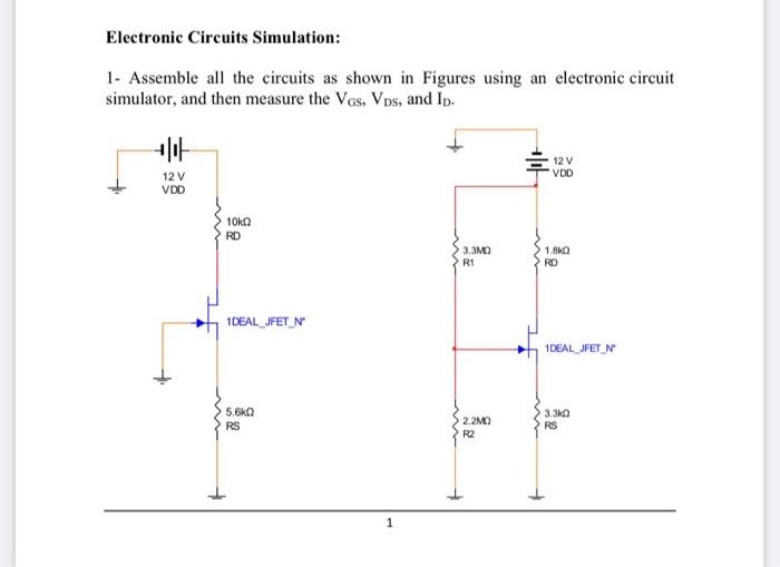 Solved Electronic Circuits Simulation: 1- Assemble all the | Chegg.com