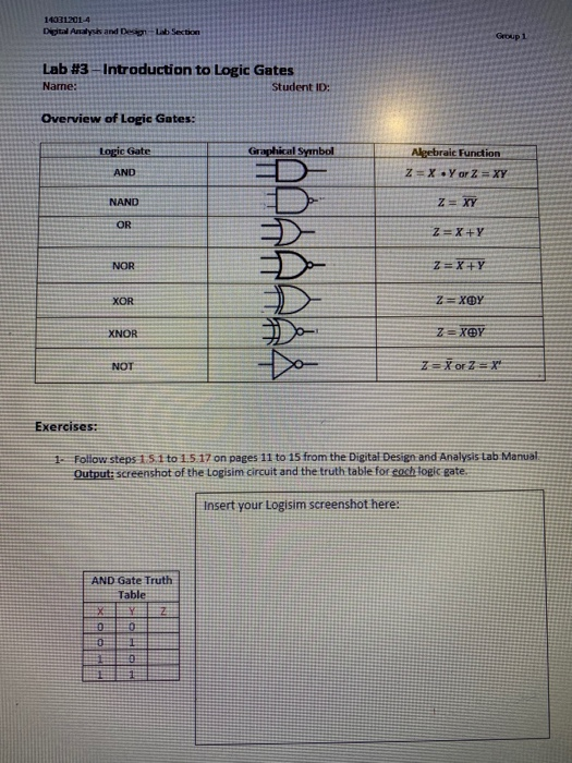 Solved 140312014 Digital Analysis and Design Lab Section | Chegg.com
