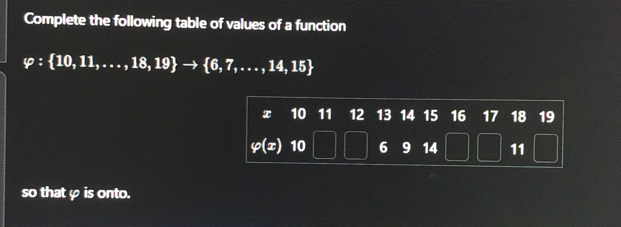 Solved Complete the following table of values of a | Chegg.com