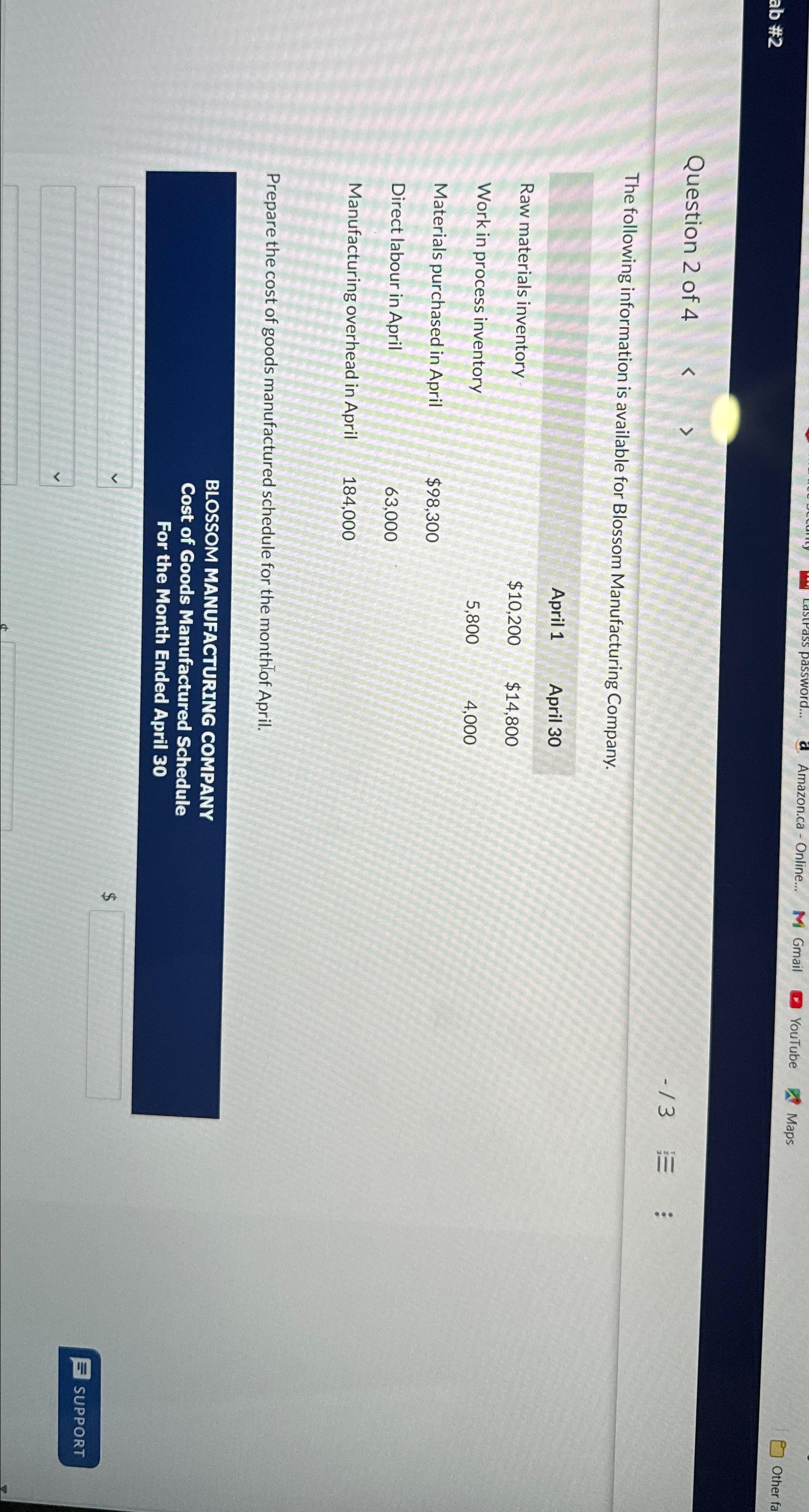 Solved Amazon.ca - ﻿Online...GmailYouTubeMapsOther | Chegg.com