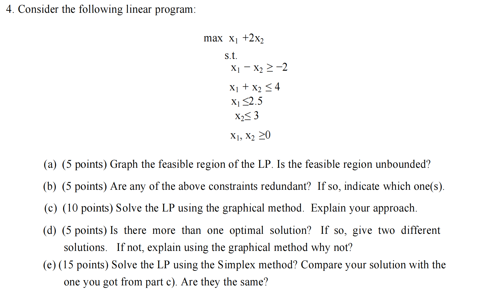 Solved Consider the following linear program:max | Chegg.com