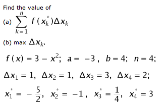 Solved Find the value of f(Xk) Delta Xk degree max Delta | Chegg.com