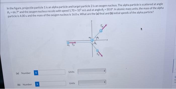 Solved In the figure, projectile particle 1 is an alpha | Chegg.com