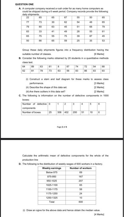 Solved A. A computer company received a rush order for as | Chegg.com