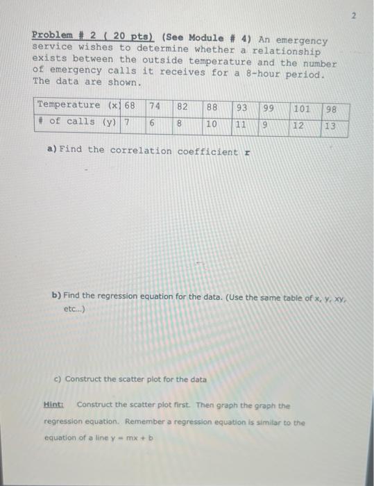 Solved Problem \# 2 (20 pta) (See Module \# 4) An emergency | Chegg.com