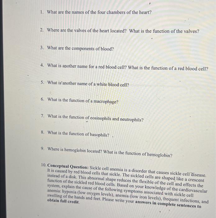 Solved 1. What are the names of the four chambers of the | Chegg.com