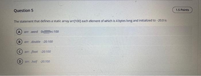 Solved The statement that defines a static array arr [100] | Chegg.com