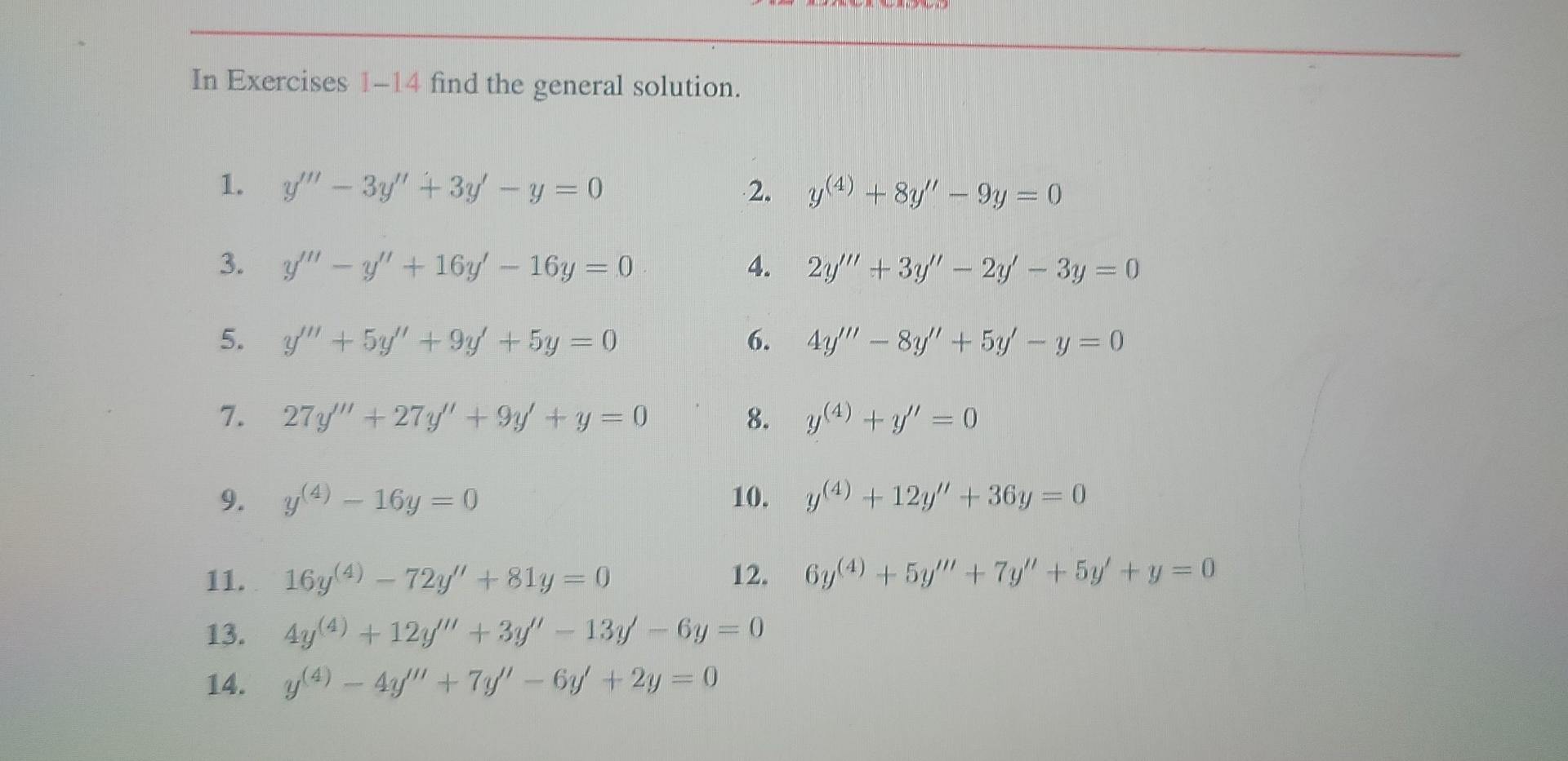 Solved O In Exercises 1-14 find the general solution. 1. | Chegg.com
