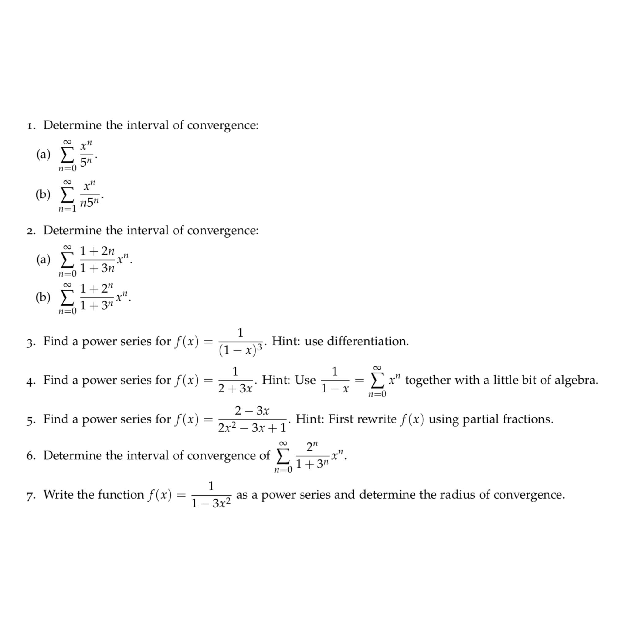 Determine the interval of convergence:\\n(a) | Chegg.com