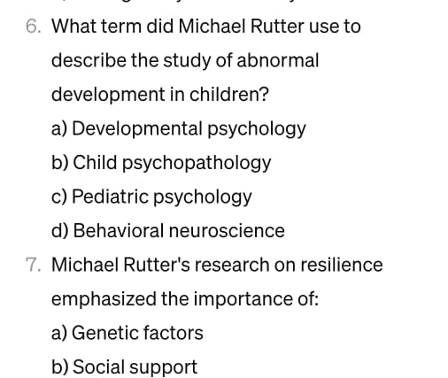 Solved What term did Michael Rutter use to describe the | Chegg.com