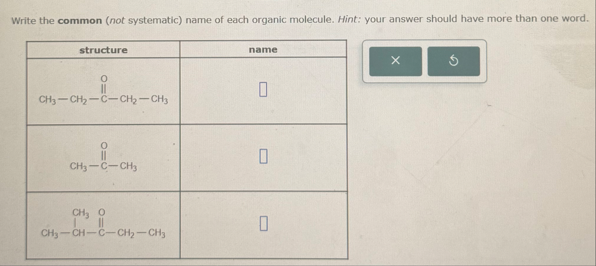 Solved Write the common (not systematic) ﻿name of each | Chegg.com
