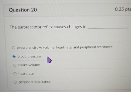 Solved Question 20The baroreceptor reflex causes changes | Chegg.com