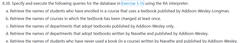 Solved 8.38. ﻿Specify and execute the following queries for | Chegg.com