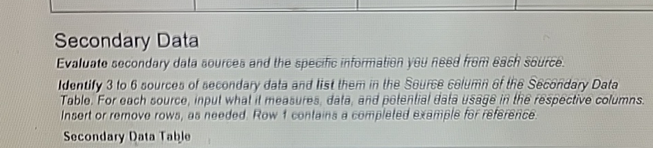Solved Secondary DataEvaluate secondary data sources and the | Chegg.com