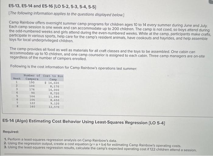 Solved E5-13, E5-14 and E5-16 [LO 5-2, 5-3, 5-4, 5-5] [The | Chegg.com