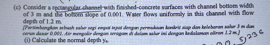 Solved (c) ﻿Consider a rectangular channel with | Chegg.com