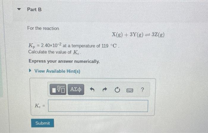 Solved The equilibrium constant, Kc, is calculated using | Chegg.com