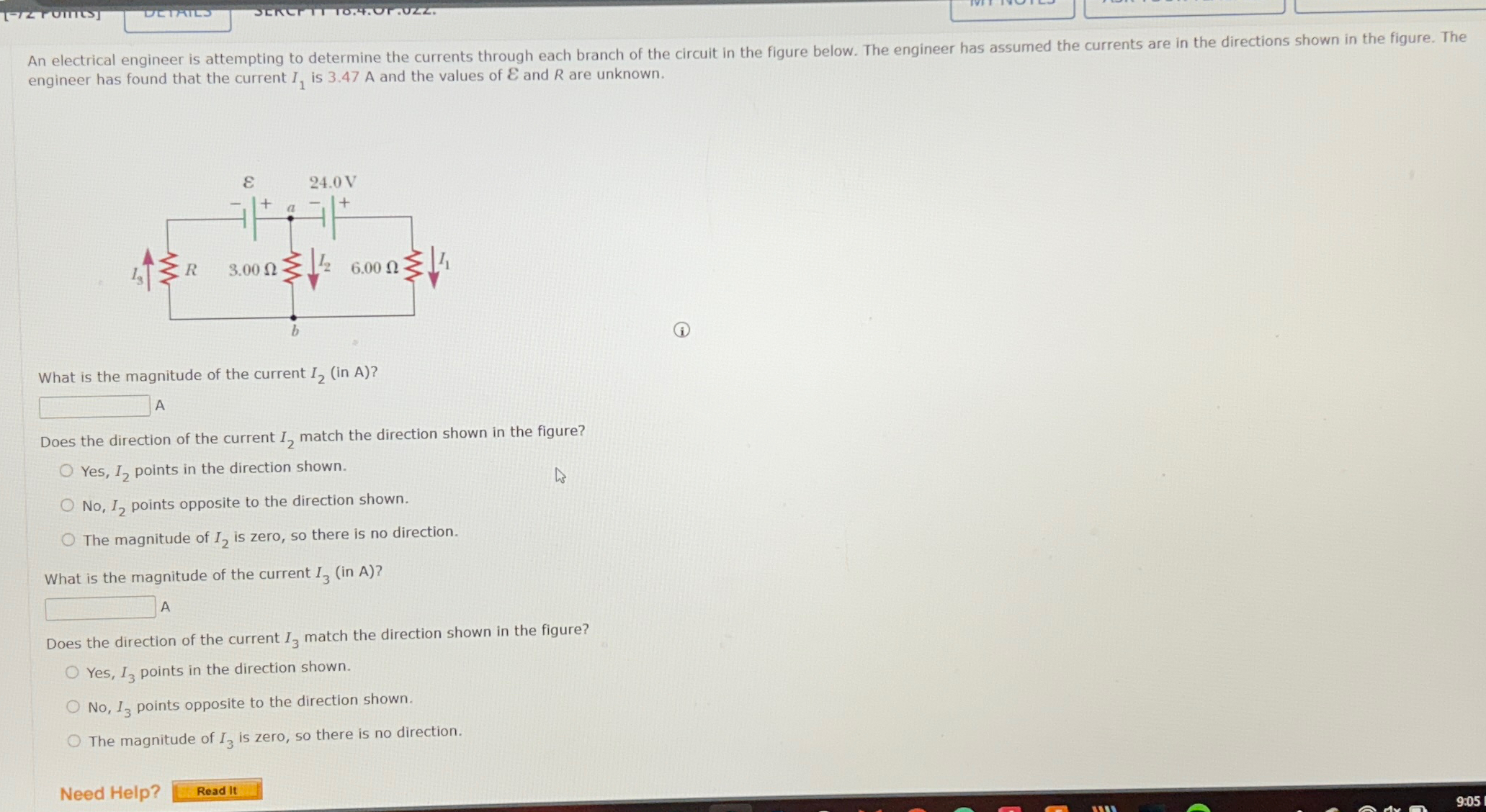 Solved engineer has found that the current I1 ﻿is 3.47A and | Chegg.com