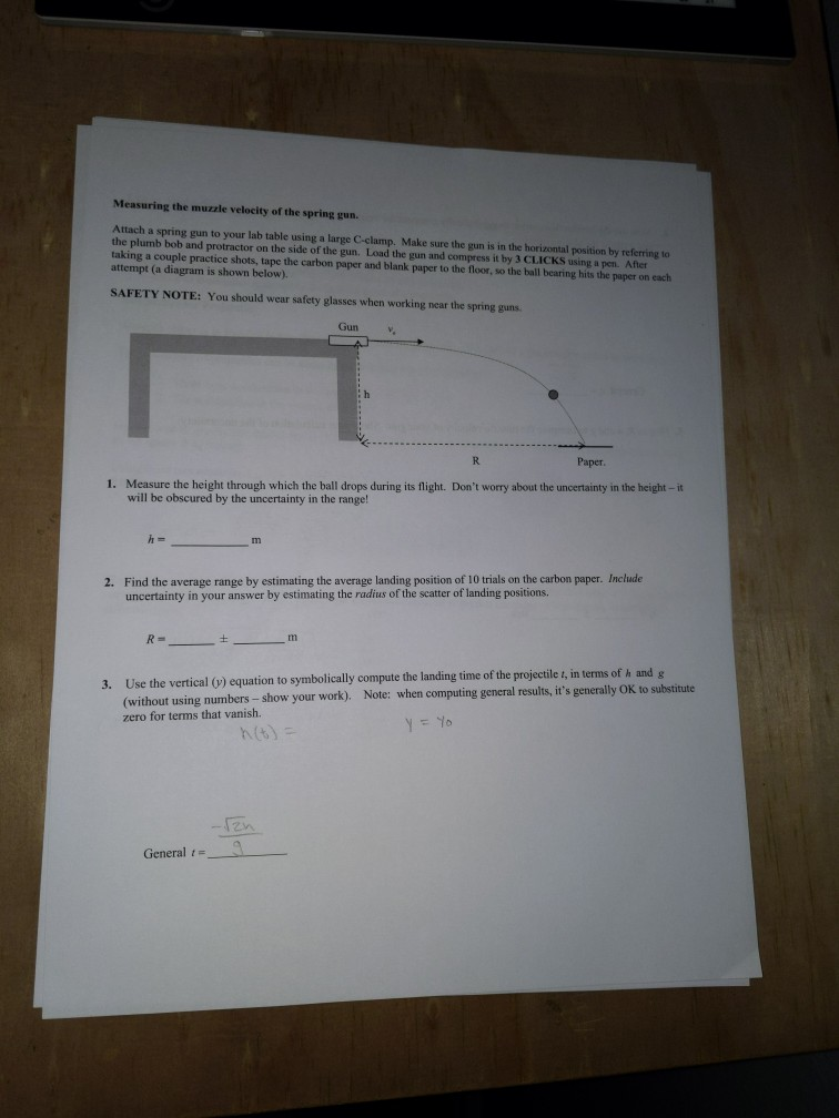 Measuring the muzzle velocity of the spring gun. | Chegg.com