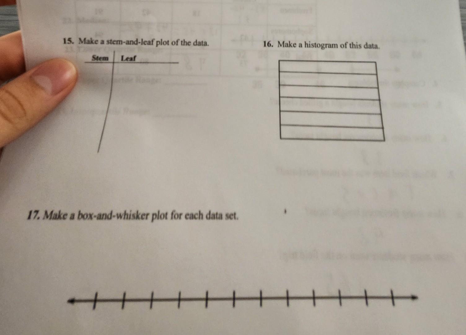 15. Make a stem-and-leaf plot of the data. 16. Make a | Chegg.com