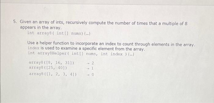 Solved Page 7 1 > of 2 CSC240 - Recursion Review Example: | Chegg.com