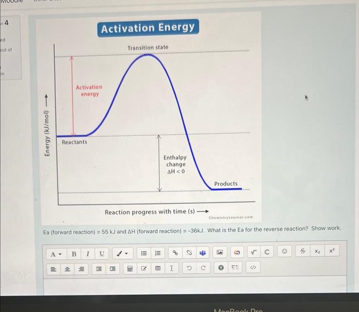 Solved Ea Forward Reaction 55 Kj And Δh Forward