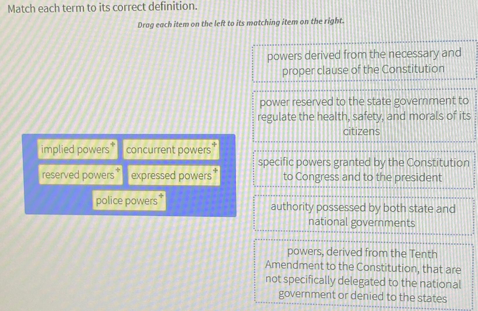 Solved Match each term to its correct definition.Drag each | Chegg.com