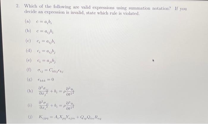 Solved 2. Which of the following are valid expressions using | Chegg.com