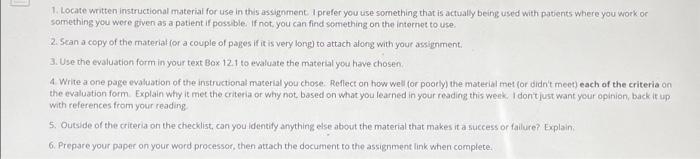 Solved 1. Locate written instructional material for use in | Chegg.com