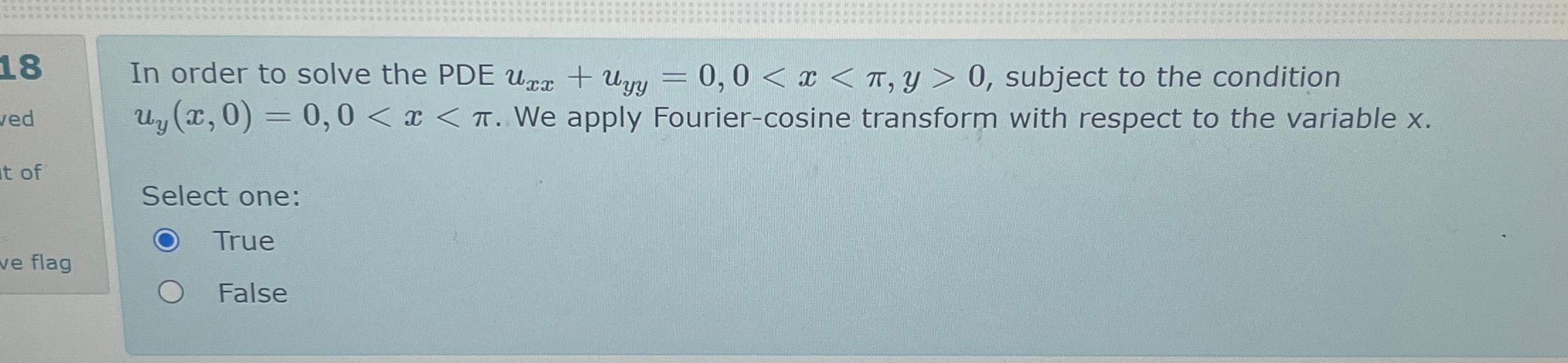 Solved 18In order to solve the PDE u×+uyy=0,00, ﻿subject to | Chegg.com