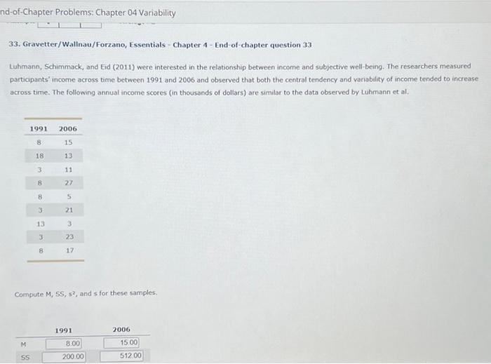 Solved nd-of-Chapter Problems: Chapter 04 Variability 33. | Chegg.com